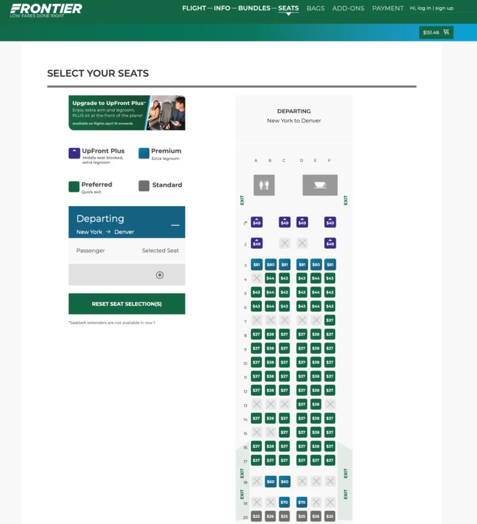 Frontier tries UpFront Plus seat-only Eurobiz model - Runway GirlRunway ...